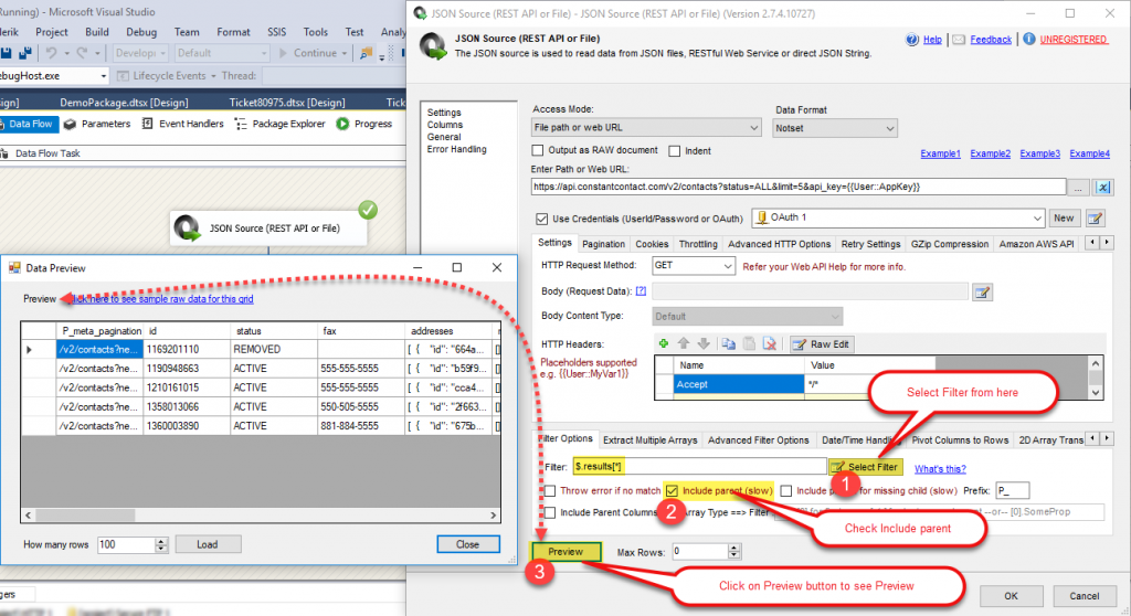 How to read Constant Contact data in SSIS – Call REST API / Load to SQL Server | ZappySys Blog