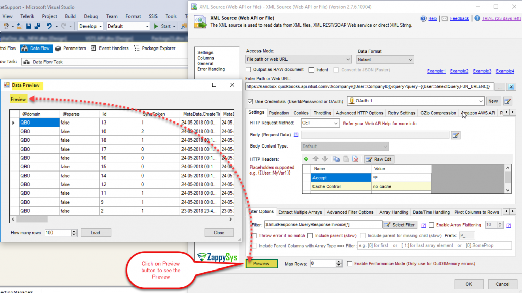 How to read data from QuickBooks Online in SSIS | ZappySys Blog