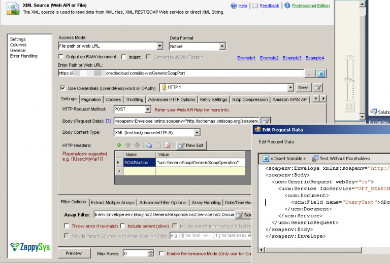 Call Oracle Ucm Web Service In Ssis Read Xml Soap Api Zappysys Blog 