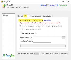 How to connect to MongoDB Atlas Replica Set Cluster in SSIS | ZappySys Blog