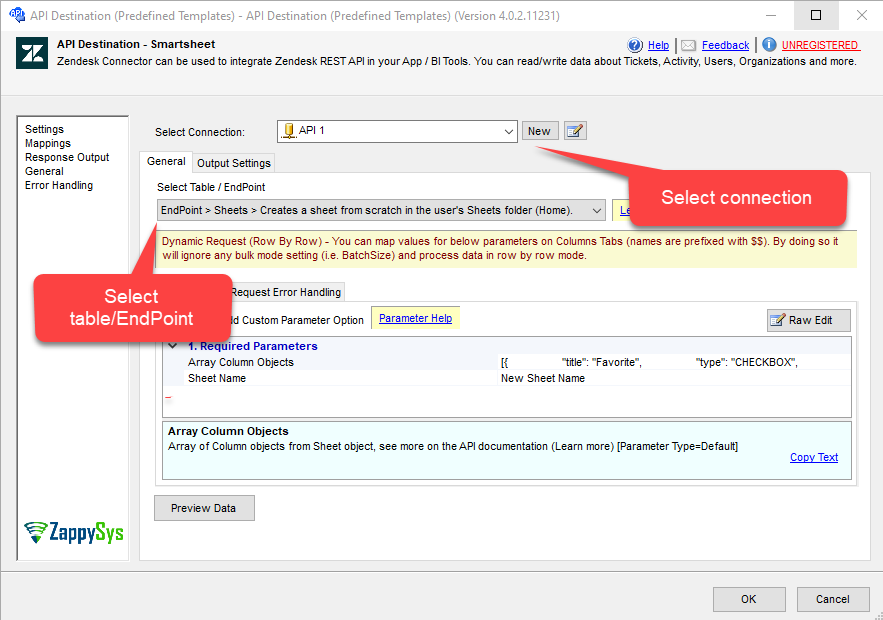 destination API 1 | ZappySys